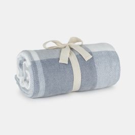 National Trust Recycled Polyester Throw, Dusky Blues | National Trust Shop