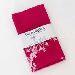 Pure Linen Set of Two Napkins, Raspberry | National Trust Shop